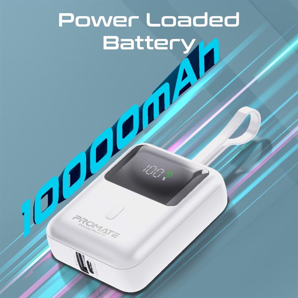 . PROMATE 10000mAh Ultra Compact 35W SuperSpeed Power Bank with Built-in