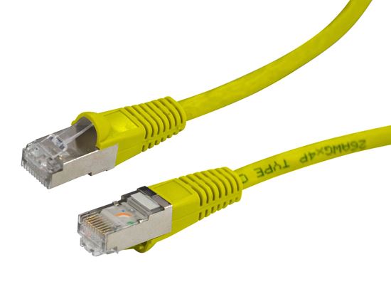 . DYNAMIX 7.5m Cat6A Yellow SFTP 10G Patch Lead. (Cat6 Augmented) 500MHz