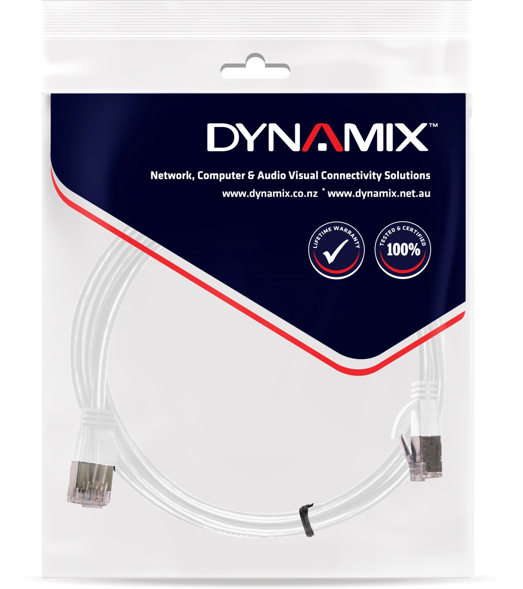. DYNAMIX 0.75m Cat6A S/FTP White Ultra-Slim Shielded 10G Patch Lead