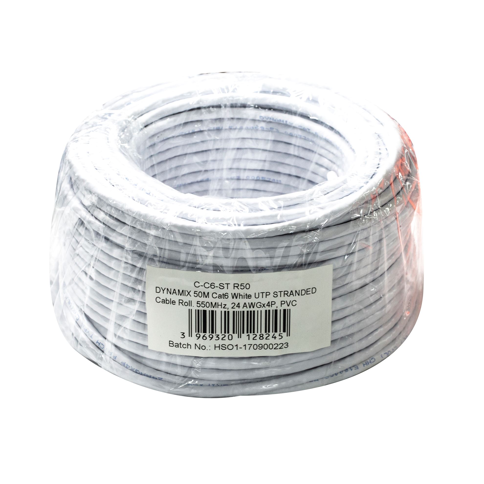 . DYNAMIX 50m Cat6 Beige UTP STRANDED Cable Roll, 250MHz, 24AWGx4P, PVC
