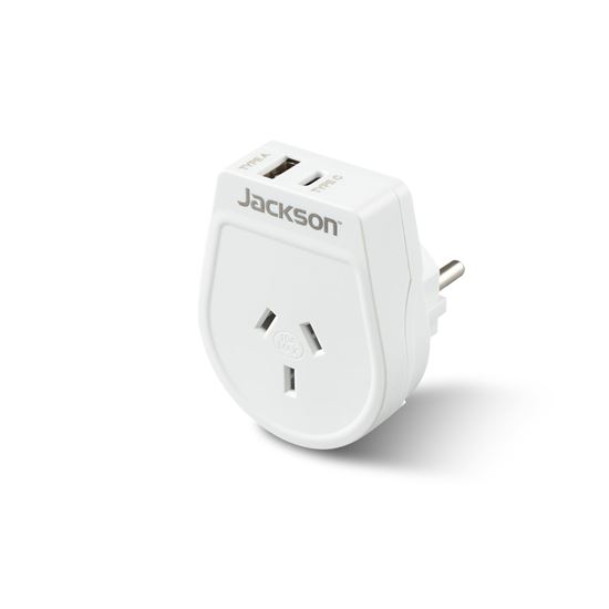 . JACKSON Slim Outbound Travel Adaptor 1x USB-A and 1x USB-C