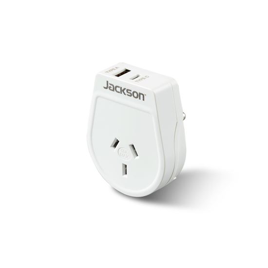 . JACKSON Slim Outbound Travel Adaptor 1x USB-A and 1x USB-C